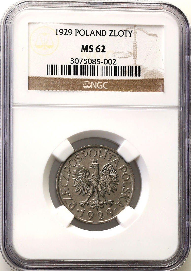 II RP. 1 złoty 1929 NGC MS62 | archiwum.niemczyk.pl